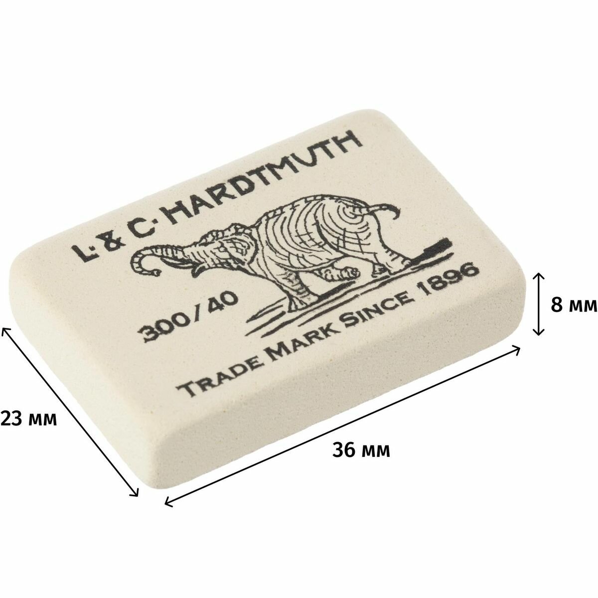 Ластик Koh-I-Noor Elephant 300/40 (прямоугольный, натуральный каучук, 35.5x23x8мм) (0300040026KDRU), 1шт.