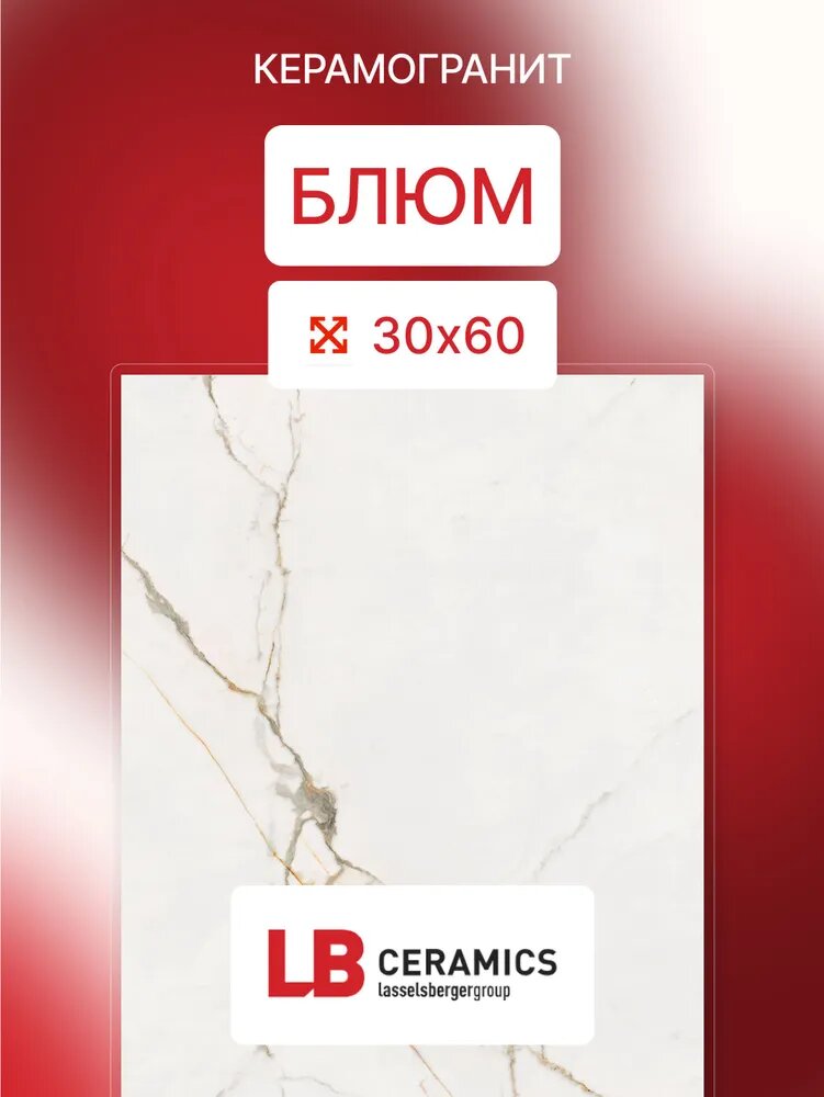 Керамогранит Lasselsberger "Блюм", белый 30х60см
