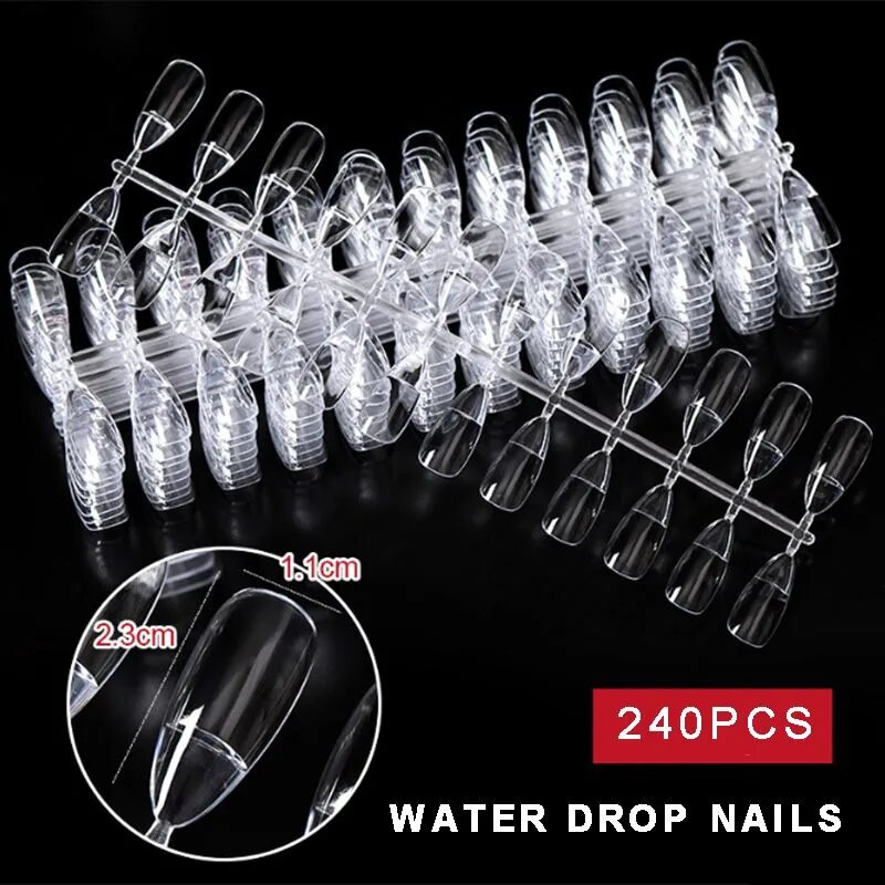240pcs Waterdrop Fake Nail Art French Acrylic Full Cover Display Советы