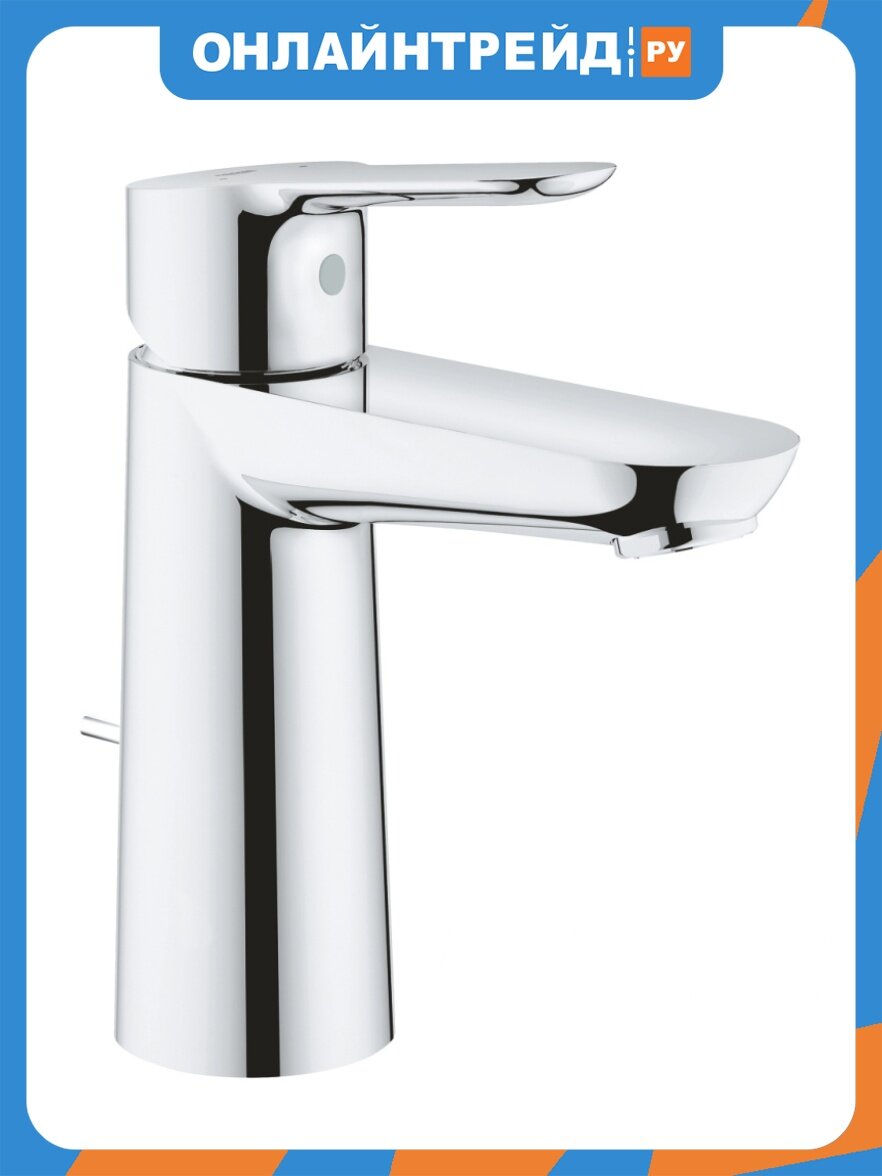 Смеситель для раковины Grohe BauEdge с донным клапаном, M-Size, хром 23758000