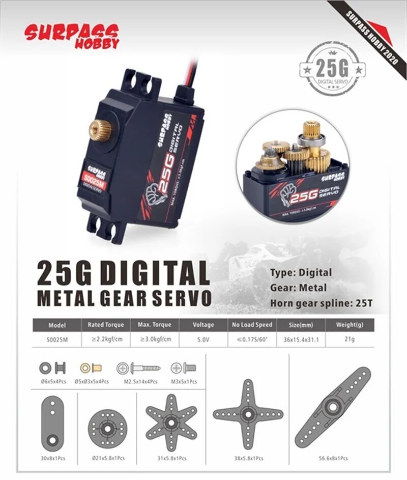 SURPASS Hobby 1/10 мини-сервомотор 9г
