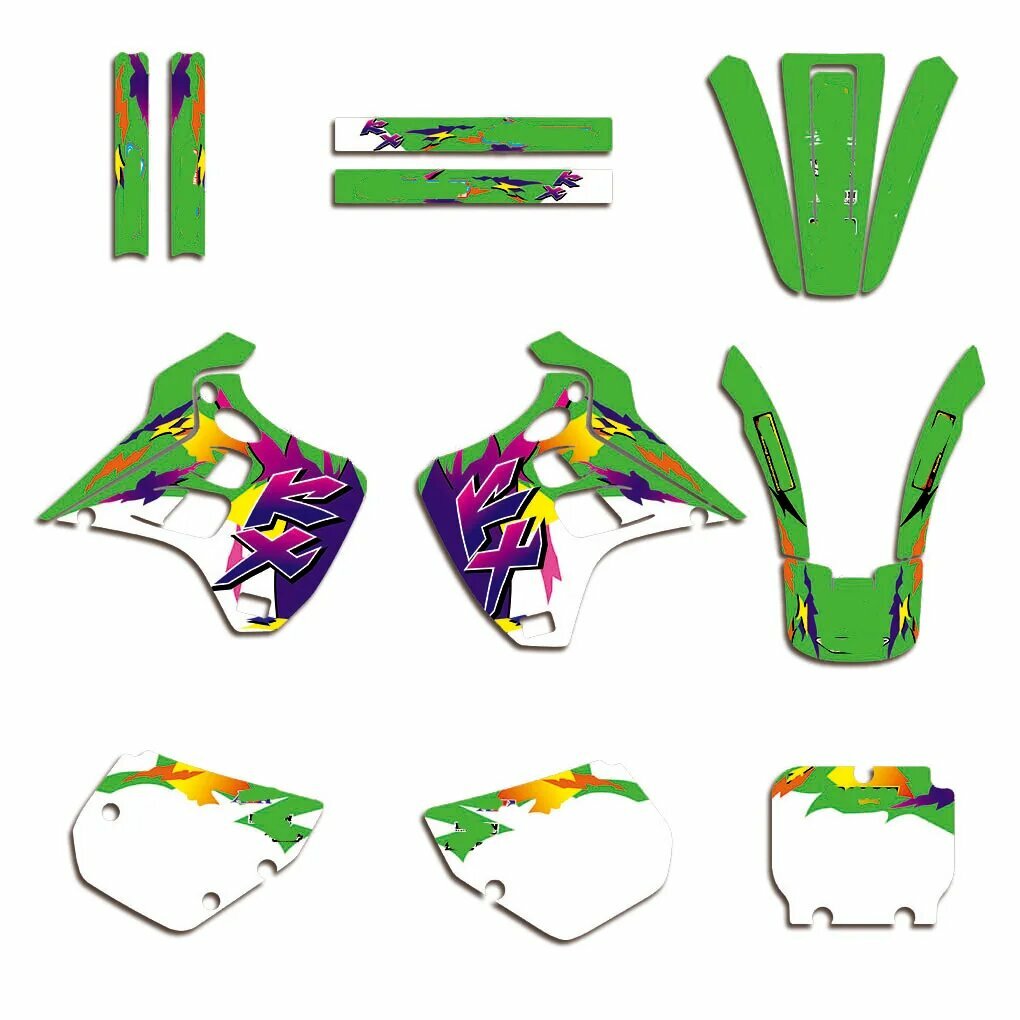 Комплект графических наклеек KX125 250 для Kawasaki KX125 KX250 1990 1991 21mil-glossy, style 1