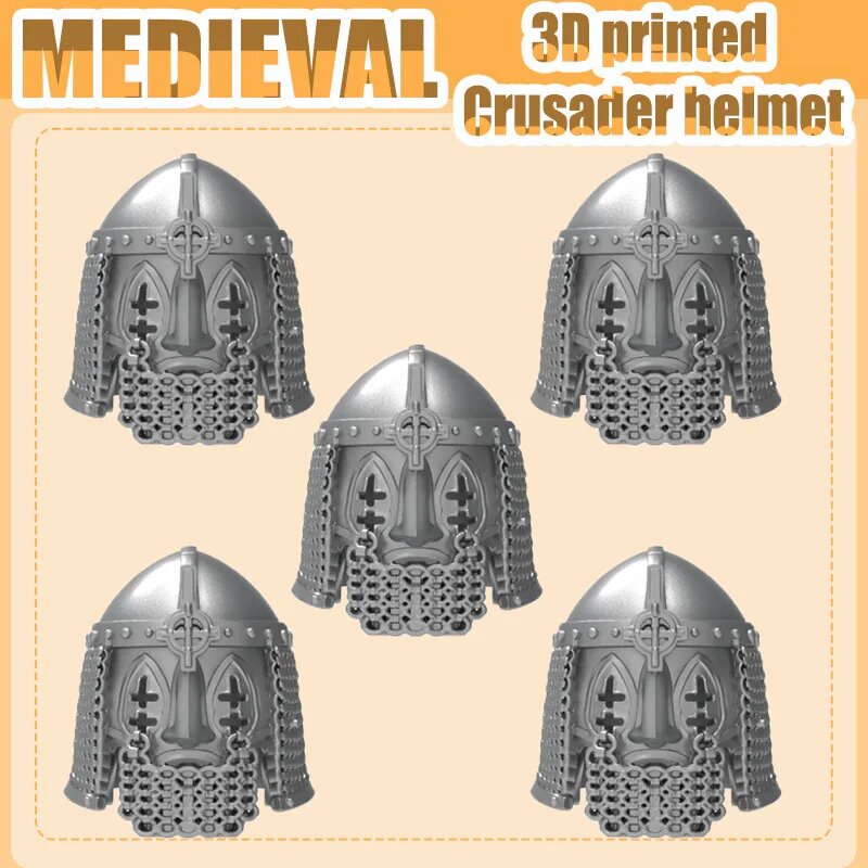 Конструктор 3D-печати шлемов крестоносцев Серый, KG-12-5PCS