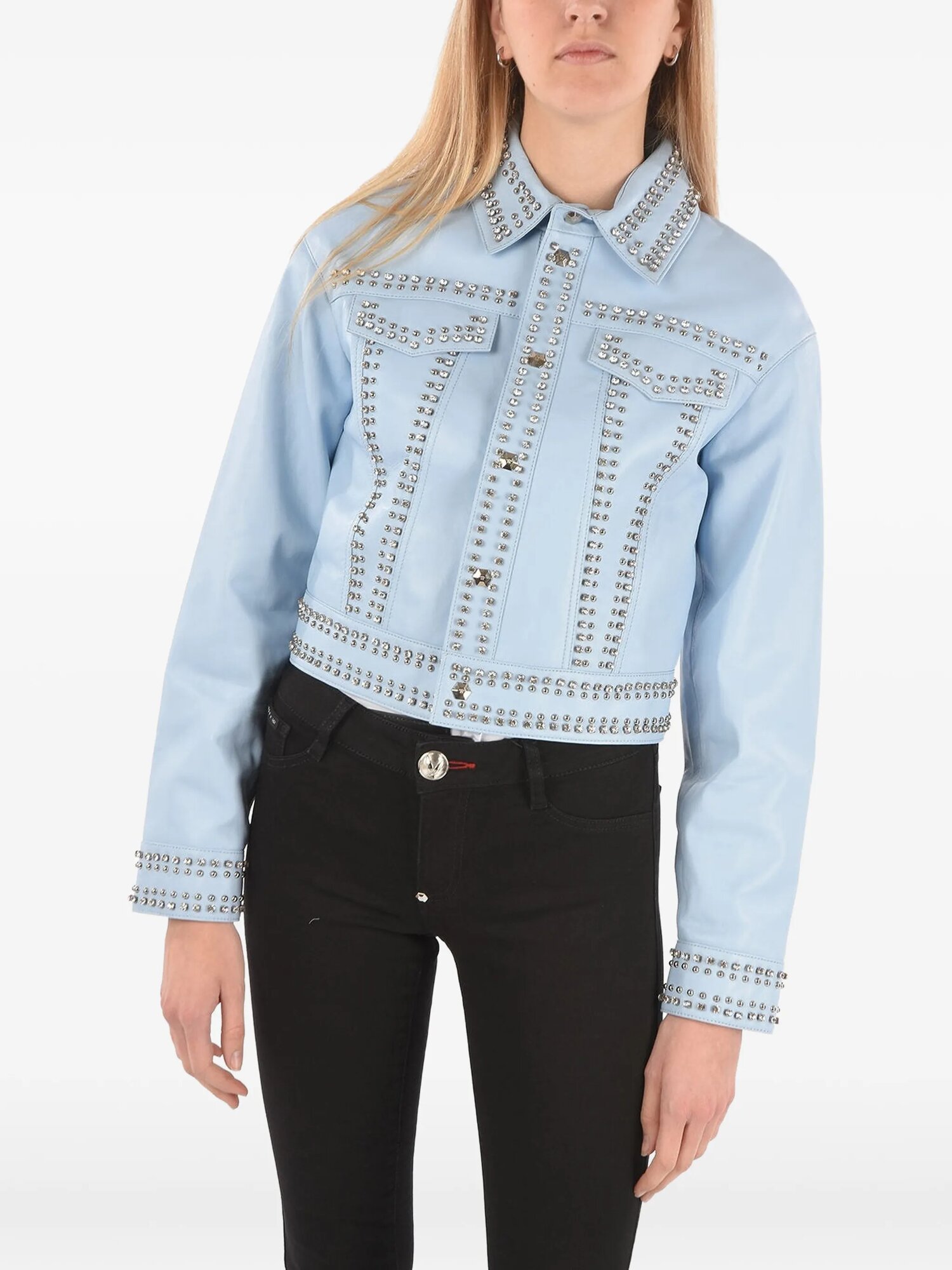Куртка Crystal-embellished studded jacket