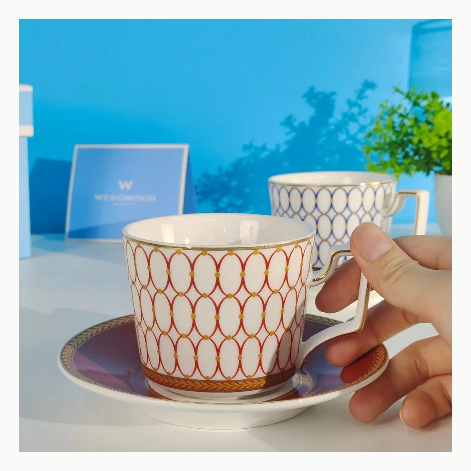 Wedgwood чашка 200 мл 4 шт из костяного фарфора для кофе с золотой каймой — фото 1
