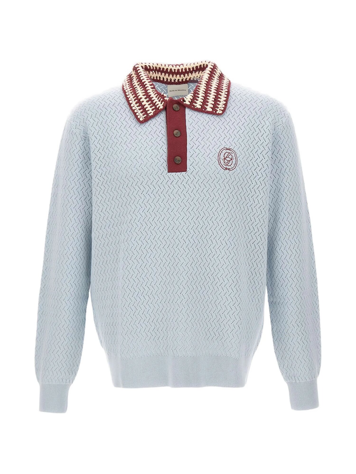 Рубашка Openwork-knit crochet-collar polo shirt