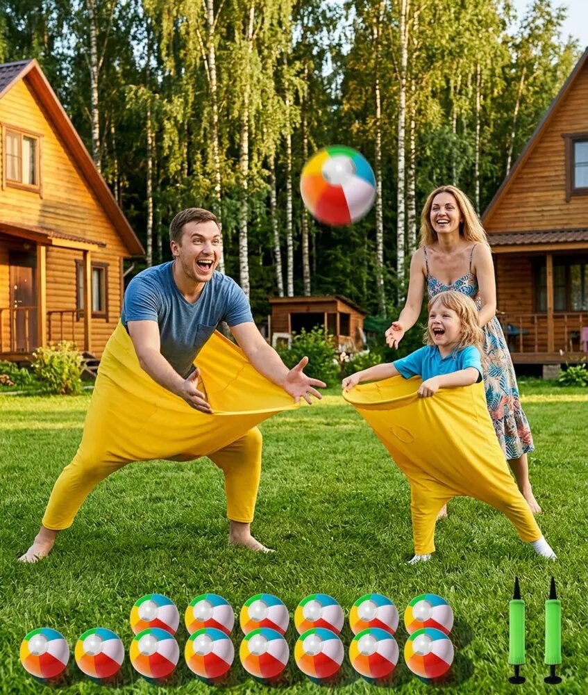 Смешная игра для компании Уличные штаны-ловушки, набор для активного отдыха детей и взрослых, оригинальный подарок на день рождения, в комплекте с мячом и насосом, для дачи и вечеринок