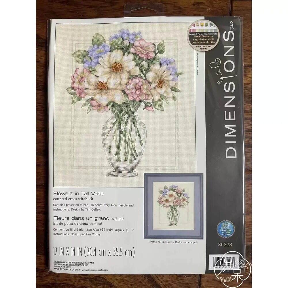 Набор для вышивания Набор для вышивания крестиком-DIMENSIONS 35228 - Flowers in Tall Vase"Цветы в высокой вазе" 30.4x35.5cm