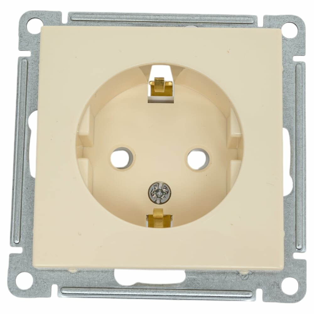 Розетка с заземлением и с защитными шторками, бежевая WESSEN 59 Systeme Electric RS16-152-2-86