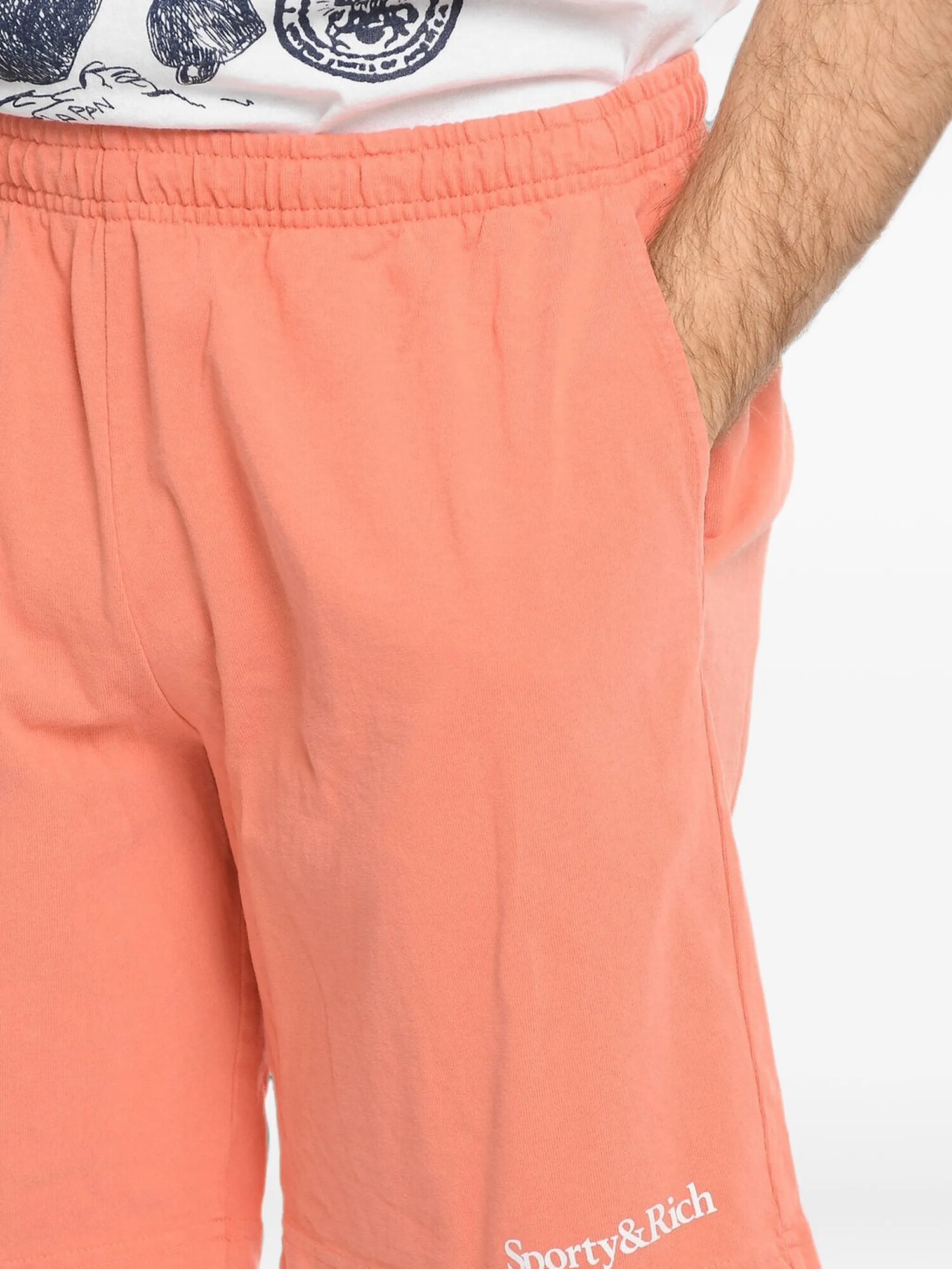 Шорты Sporty & Rich Cotton logo-print shorts, размер 44, кораллово-розовый — фото 1