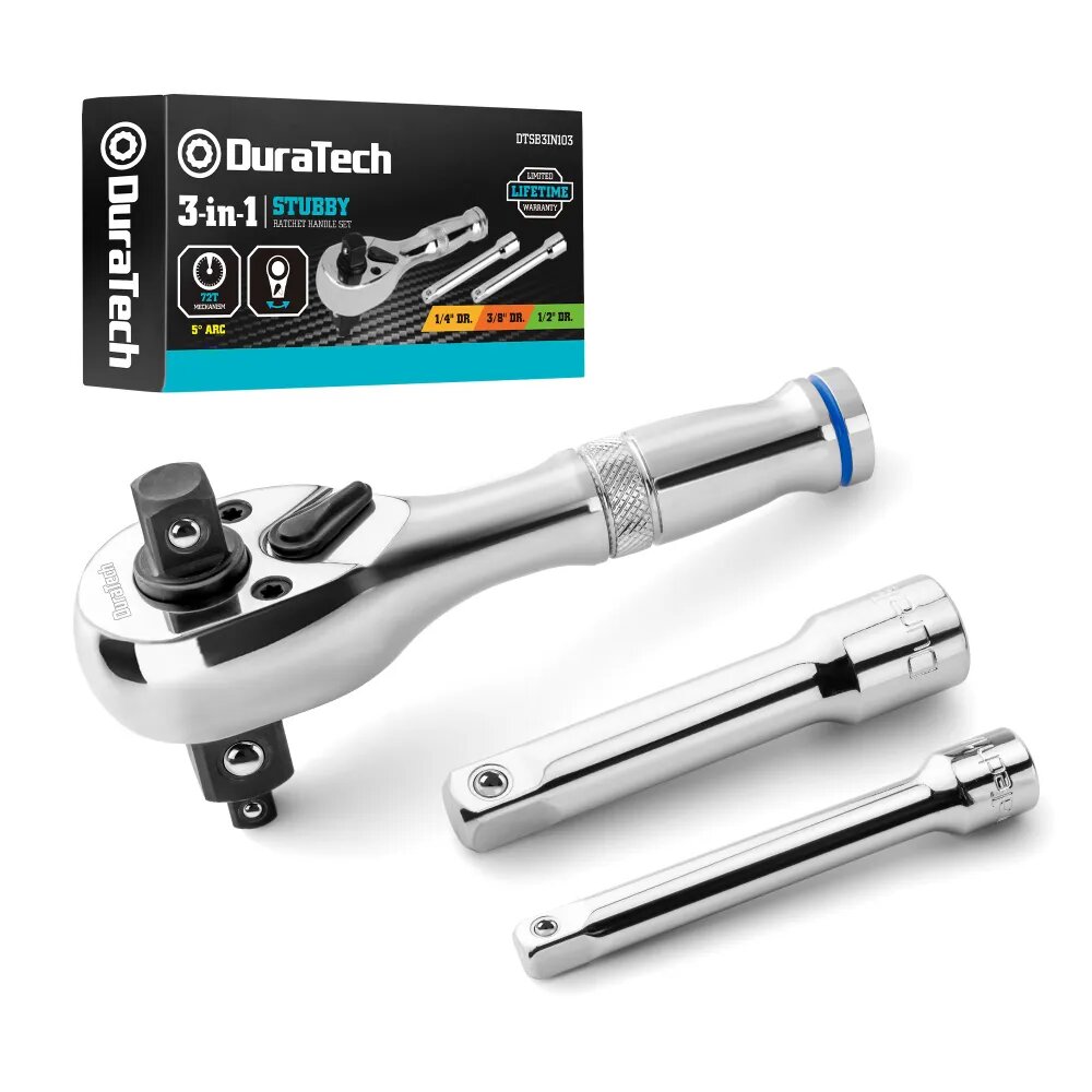 DURATECH рукоятка трещотки,3ШТ, Короткий тип,3 в 1