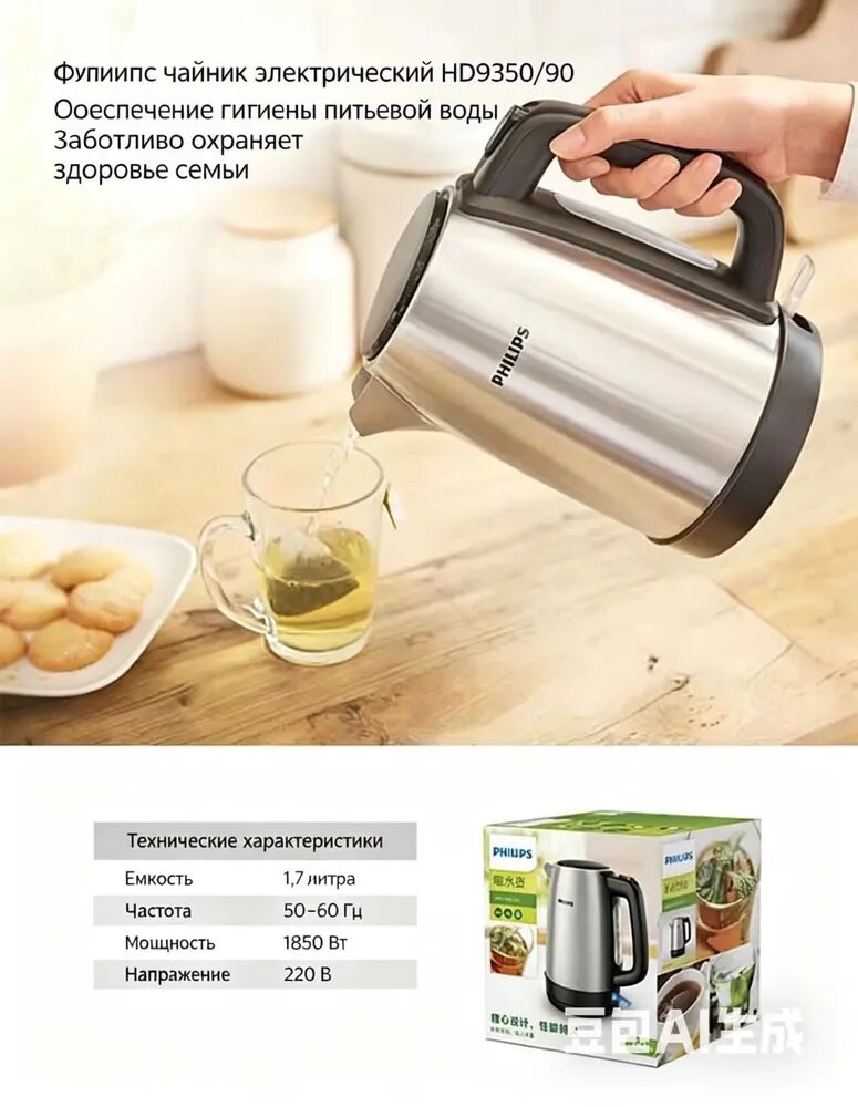 Электрический чайник Avance Collection HD9359/90, серебристый