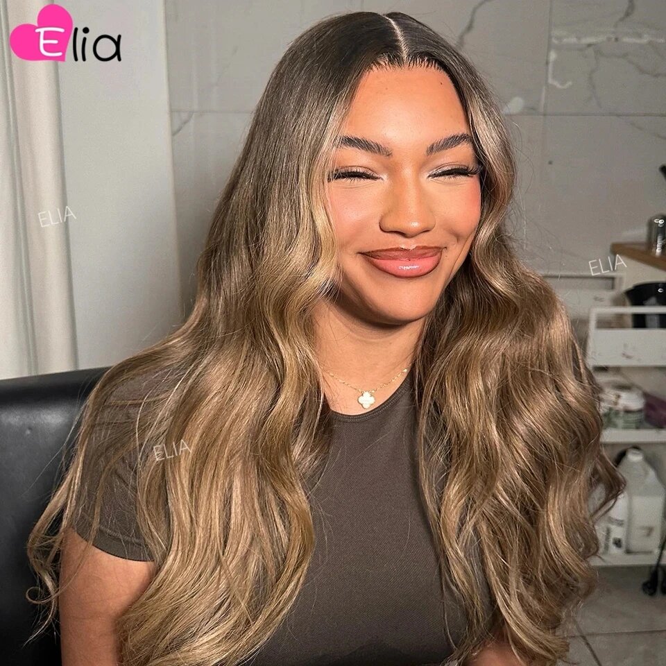 Парик Омбре из человеческих волос 13x6 Elia 18 дюймов, 13x6 Frontal Wig 180