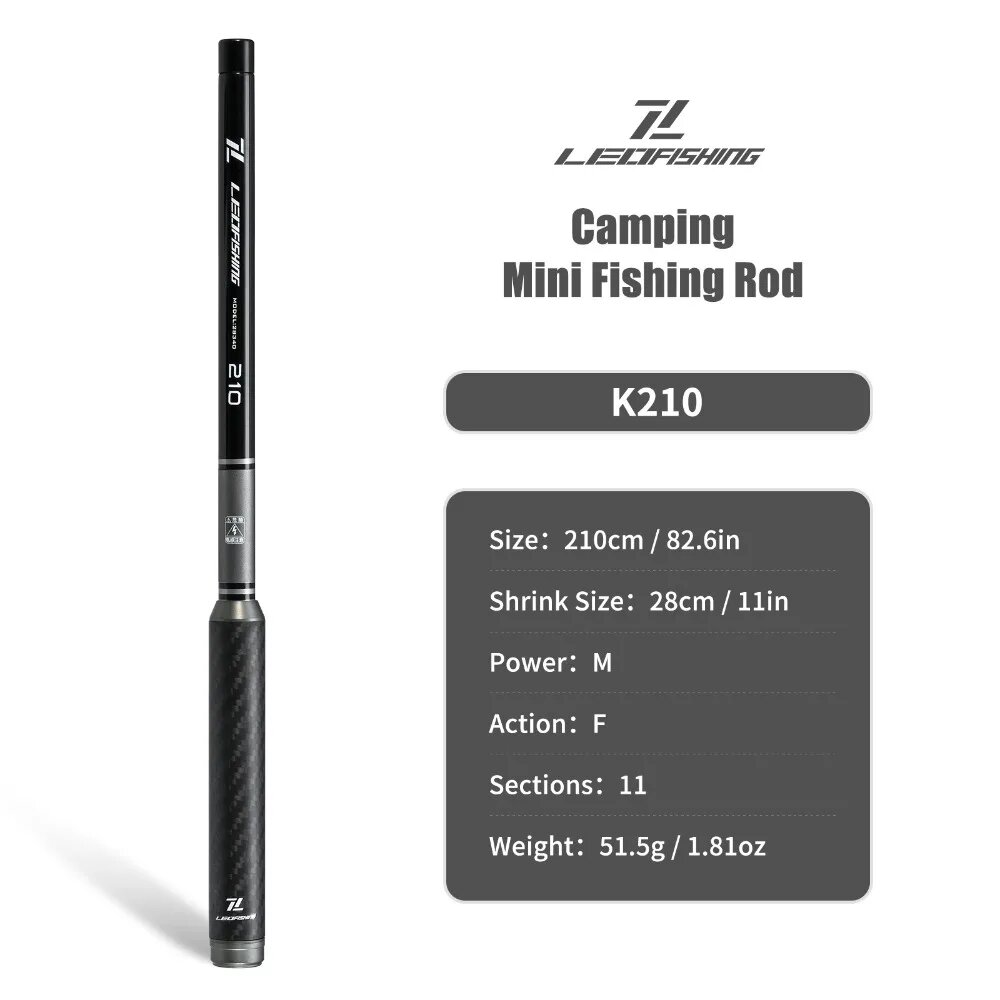 Удочка мини K210 2.1м, 11 секций, M, F