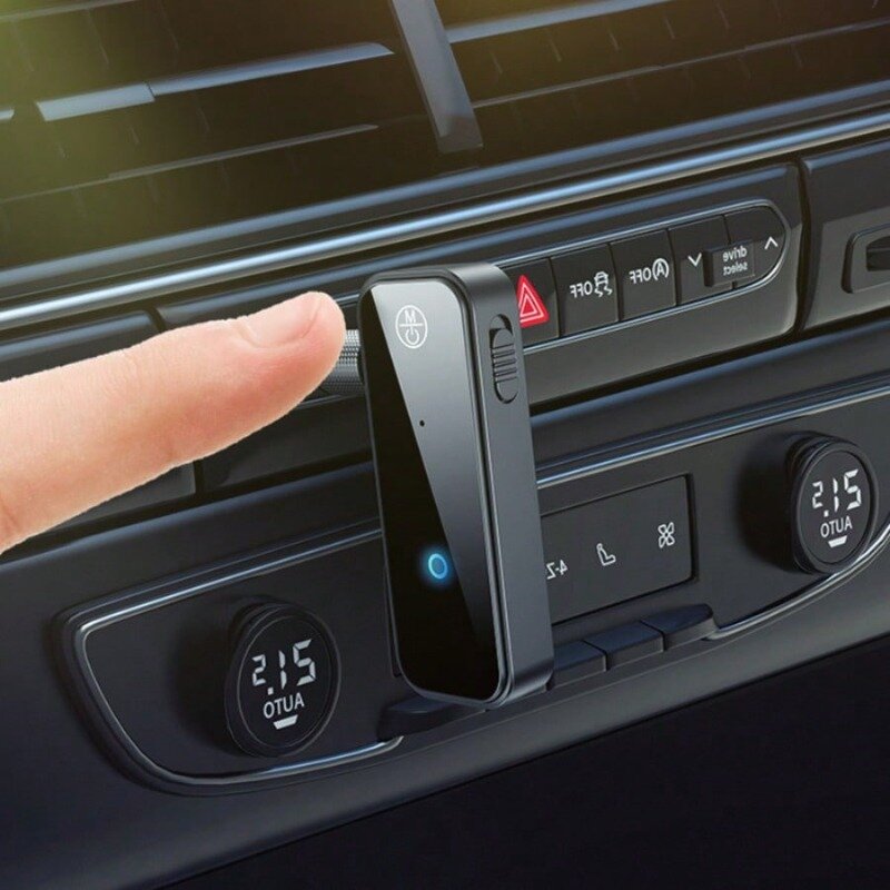 Автомобильный Bluetooth 5.3 аудио приемник-передатчик с функцией громкой связи, 3.5 мм AUX, стерео беспроводной адаптер для TV, PC, наушников и колонок, не поддерживает SD карты