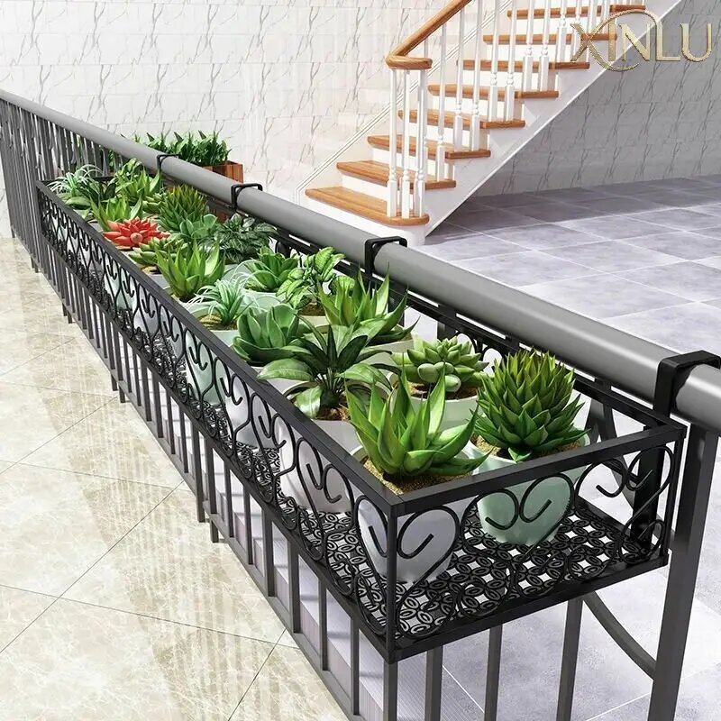 Подставка для цветов балконная на перила 50×20×12 см, с подбором крючков по размеру перил