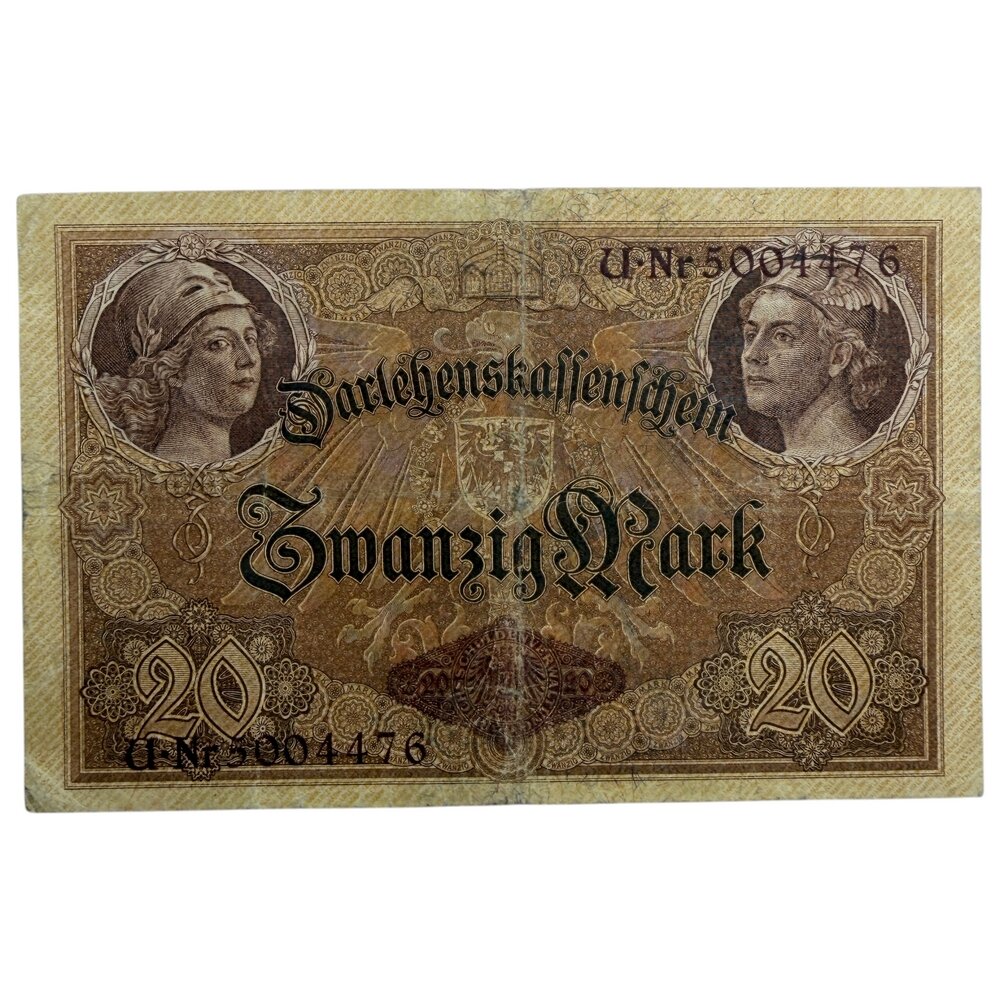 Германская империя (Германия) 20 марок 1914 г. (Darlehenskassenschein) (Серия U) (7-значный номер)
