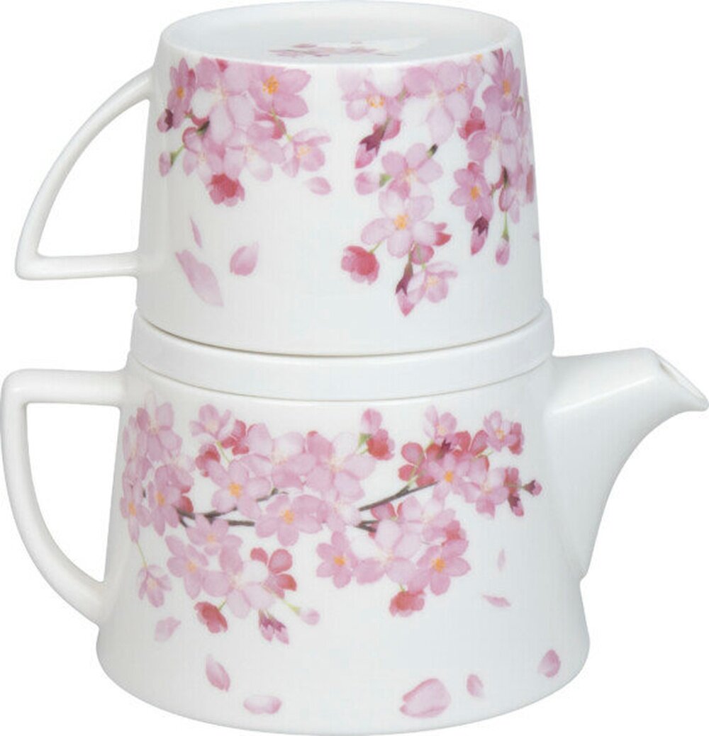 Набор для чая 395 мл. 3 пр.(чайник с крышкой/чашка) "Cherry Blossom", фарфор, Könitz Германия. в подарочной упаковке
