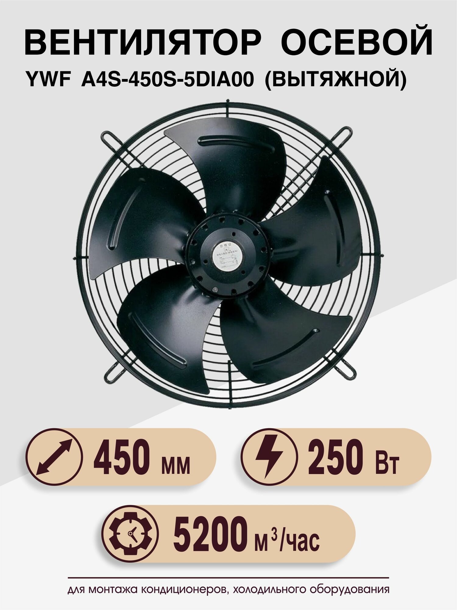 Вентилятор осевой DUNLI YWF. A4S-450S-5DIA00 (220 В, всасывание)