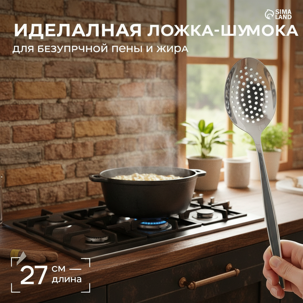 Серебряная ложка для пенки 2,5 мм 27 см прочная