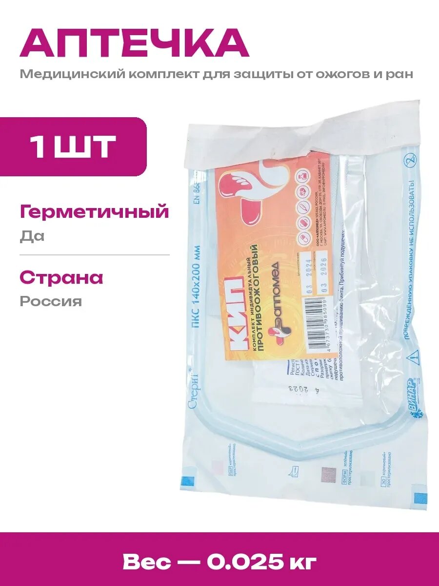 Медицинский комплект для ожогов дезинфекция и обезболивание