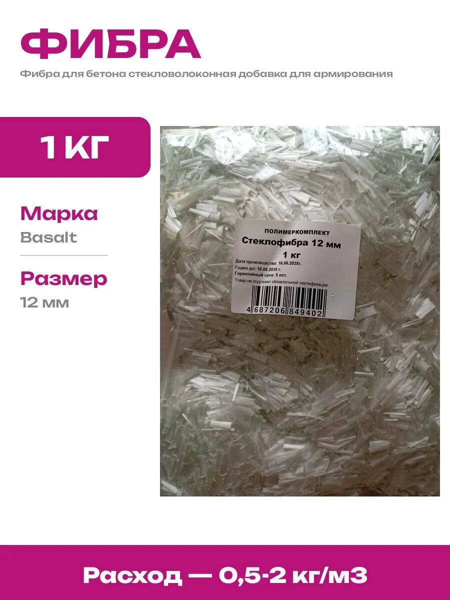 Стеклофибра для стяжки пола и штукатурки белое стекловолокно