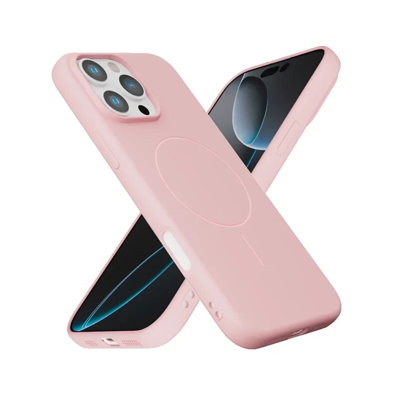 Магнитный Матовый Чехол Для iPhone, Совместимый С 16e, 17, 16, 15 Pro iPhone 15 Pro, Розовый, Pink