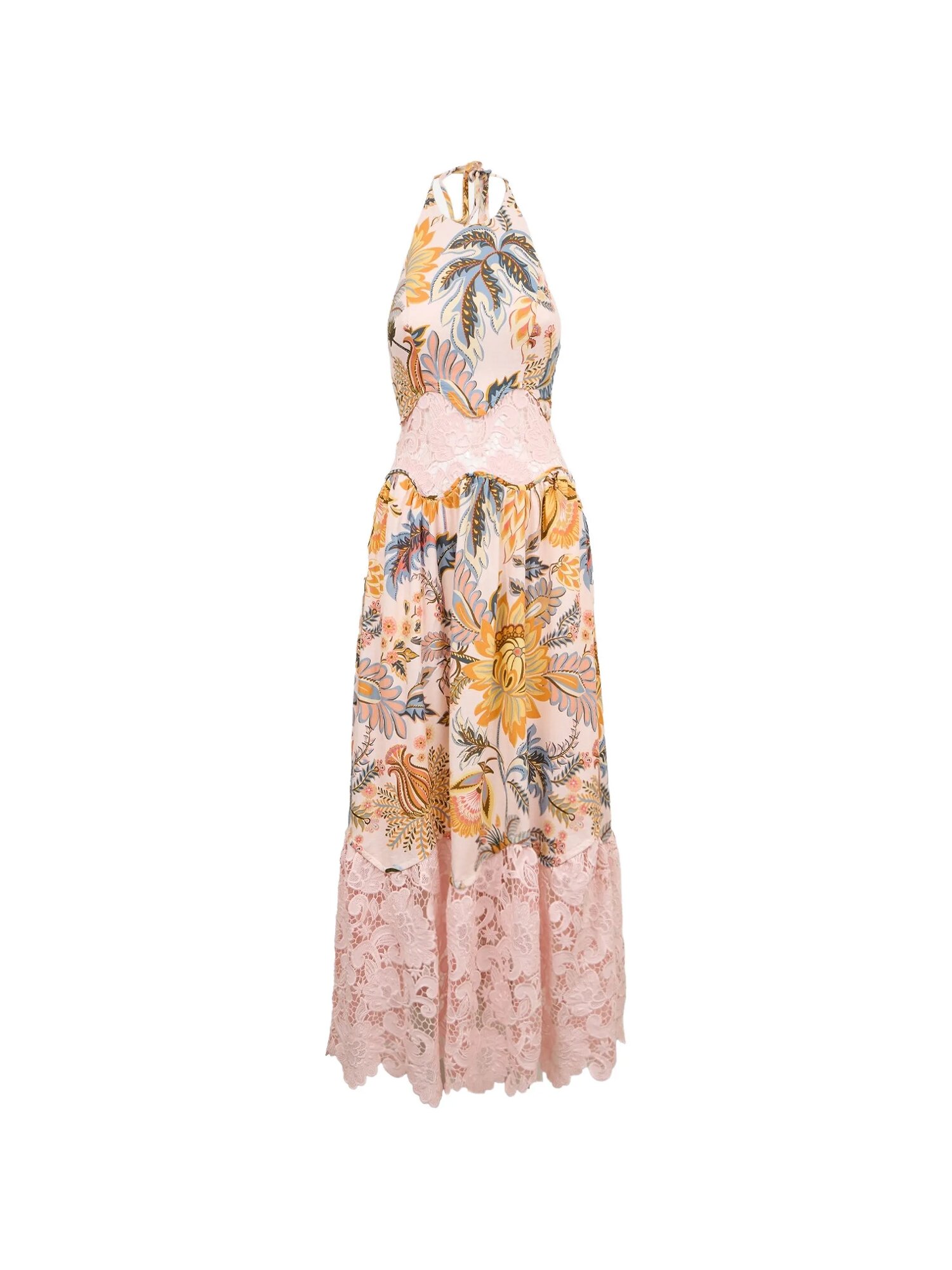 Платье Floral-print lace-panel maxi dress