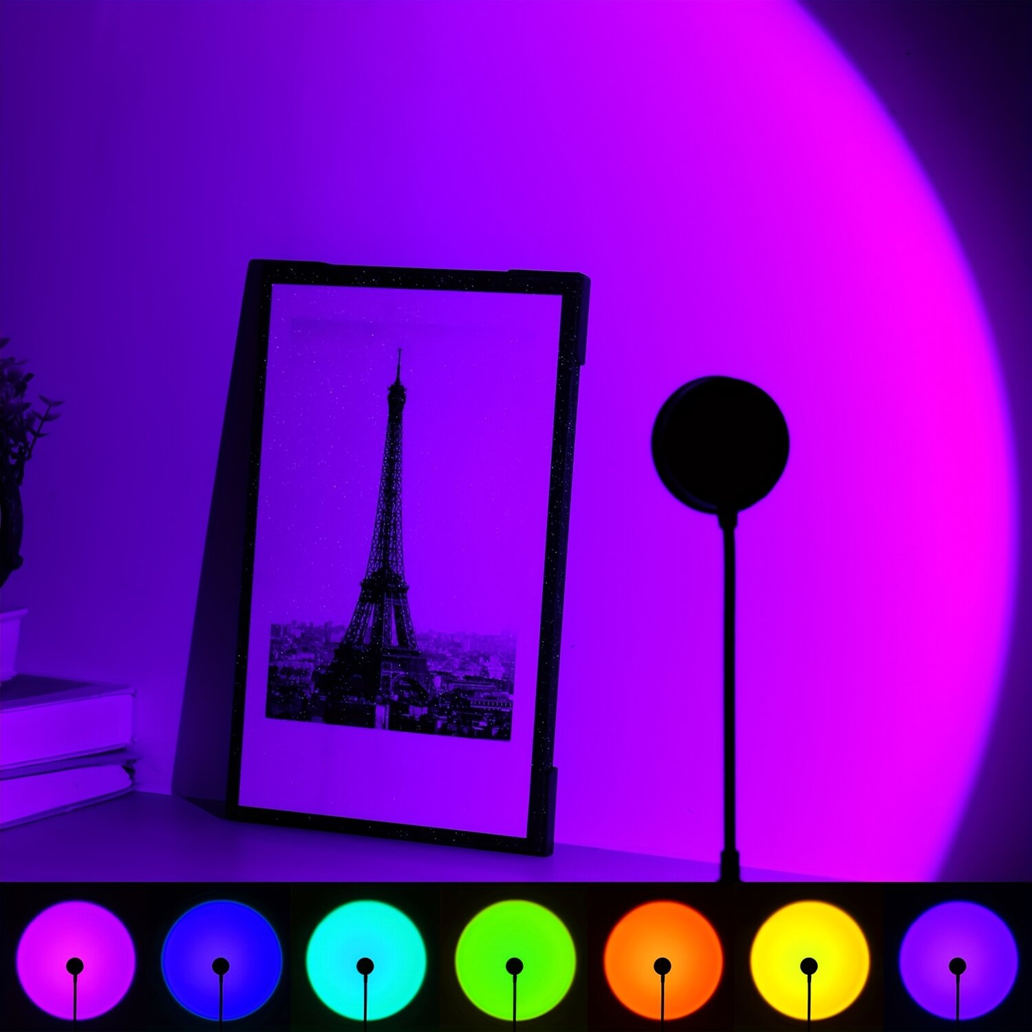 Светильник атмосфера "Закат" цветной, регулируемый 360°, LED-проекция, USB, ночник для комнаты