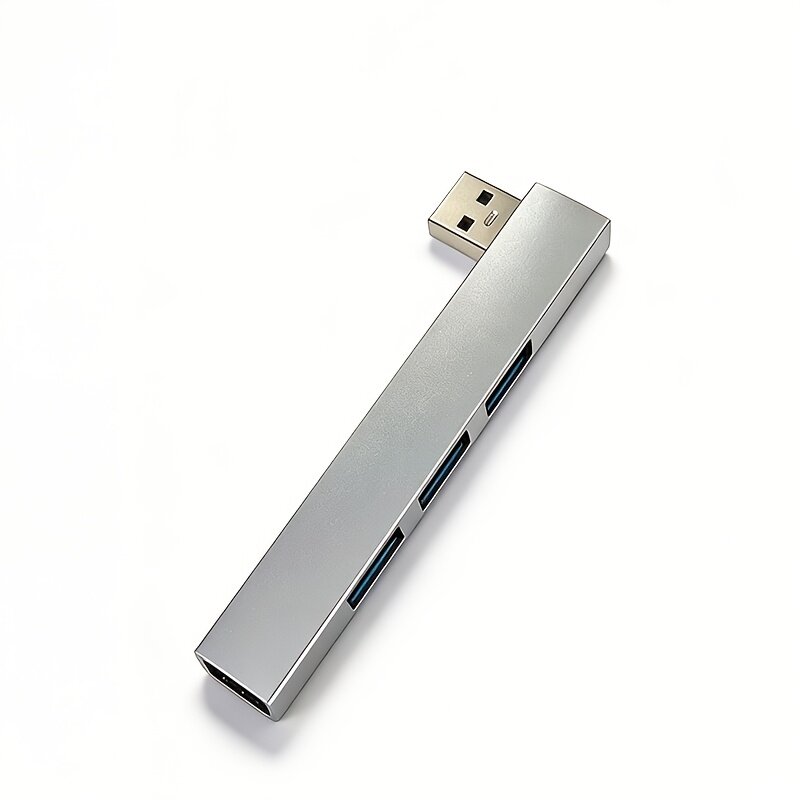 Ультратонкий компактный 4-портовый хаб USB-A (правый боковой порт) для ноутбуков, ПК, планшетов и смартфонов, совместим с USB-накопителями, клавиатурами и мышами, портативный для дома, офиса и путешествий