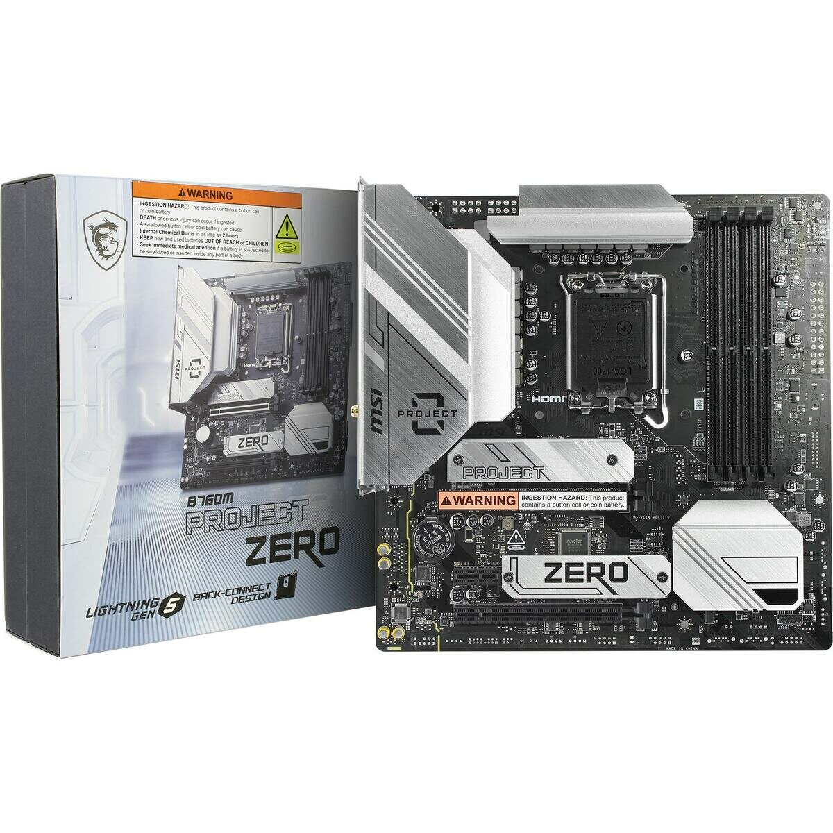 MSI B760M PROJECT ZERO (RTL) LGA1700 2xPCI-E HDMI+DP 2.5GbLAN+WiFi+BT SATA MicroATX 4DDR5
