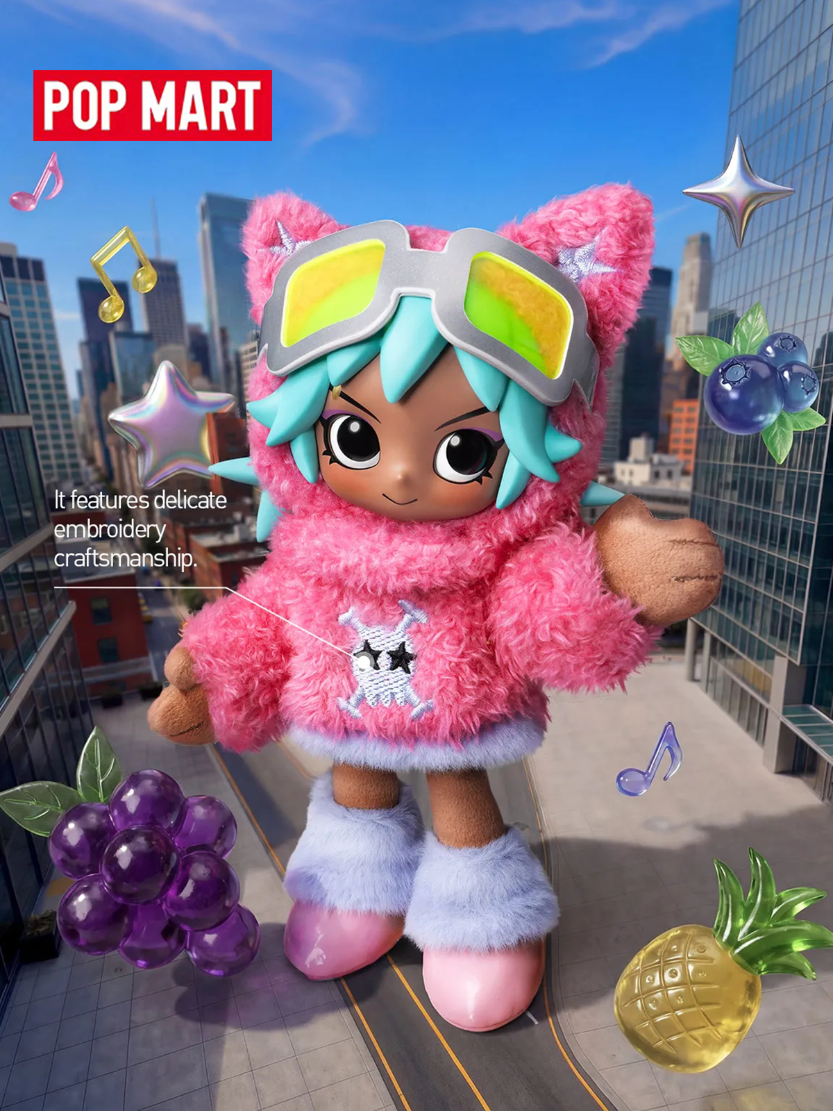 Плюшевые игрушки POP MART Peach Riot Fruit Punch Series Plush Doll Pendant-Frankie,18 cm
