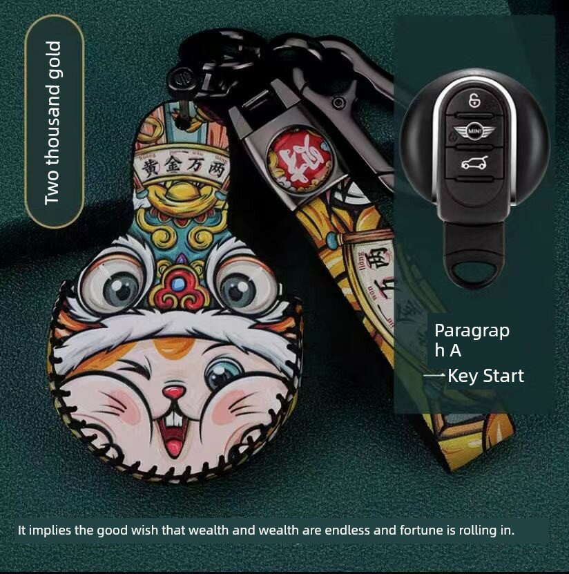 Оригинальный ключевой брелок BMW Mini Cooper F54/F55/F56/F60 с удачным лозунгом: Богатство и золото для автоаксессуаров