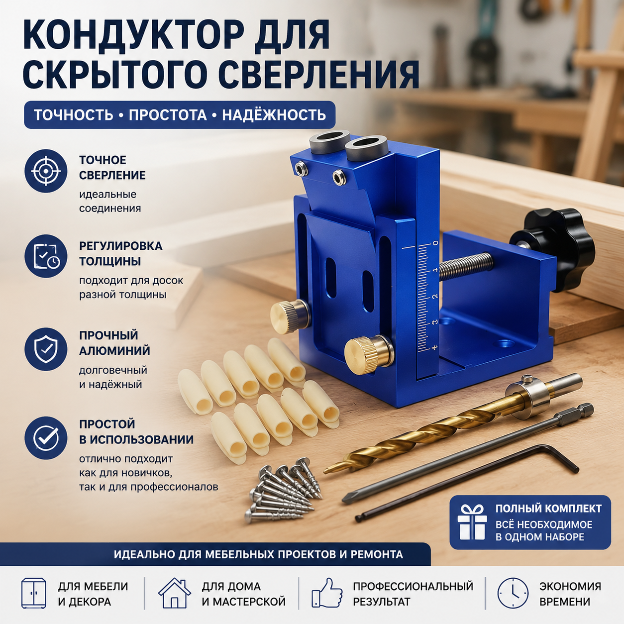 Кондуктор Металтек, косой, для сверления под углом, для ЛДСП