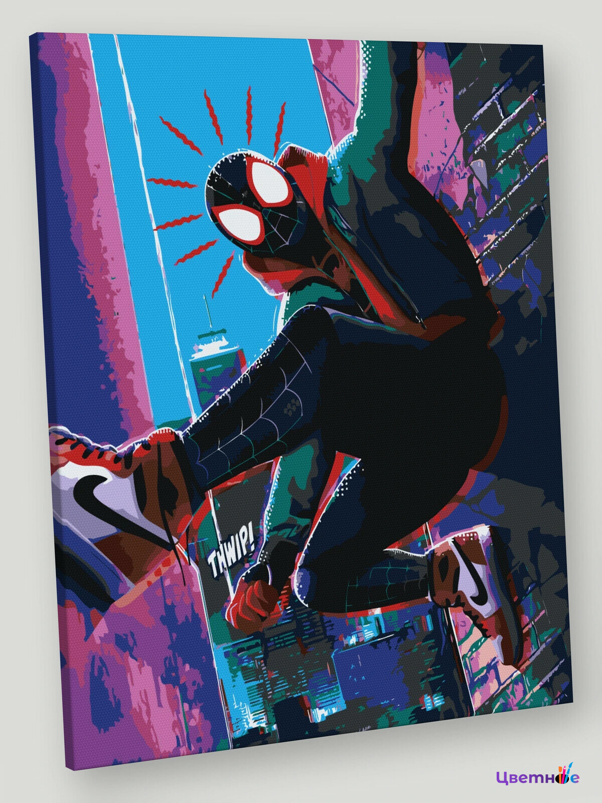 Картина по номерам на холсте с подрамником "Человек паук Spiderman: Майлз Моралес" Раскраска 40x50 см, Супергерои Кино