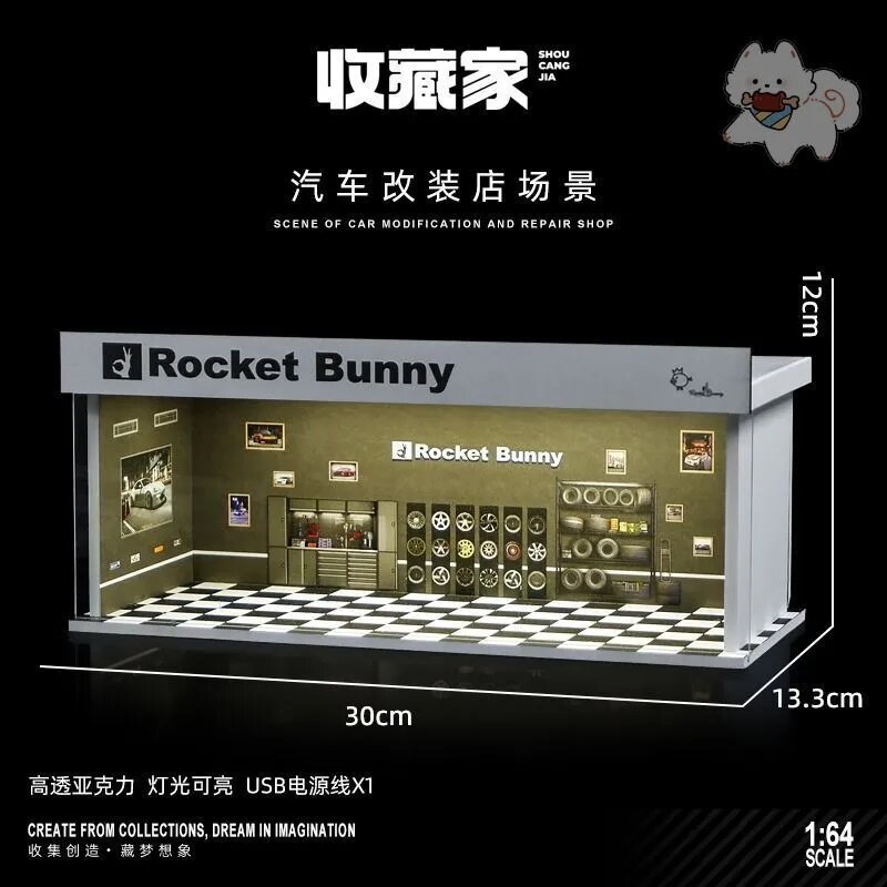 Выставочный стенд для автостоянок в масштабе 1:64 со светодиодной подсветкой