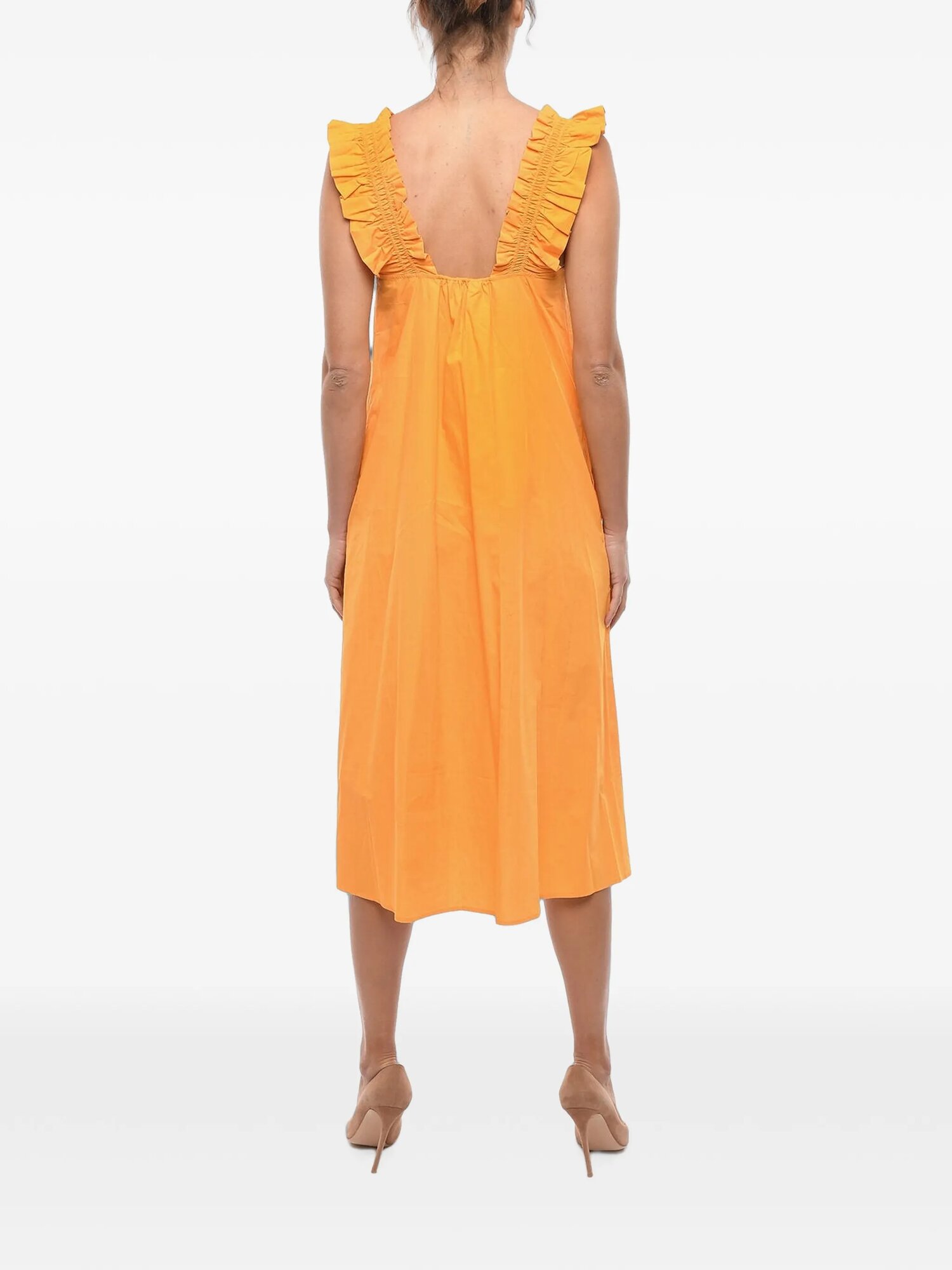 Платье Samsoe Samsoe Ruffled square-neck midi dress, размер 40, светло-желтый — фото 1