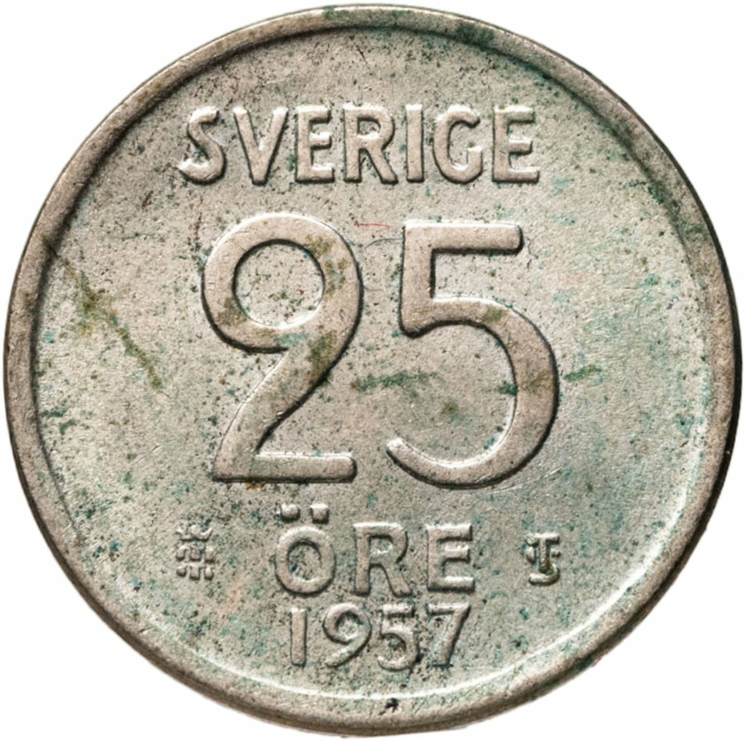Швеция 25 эре ore 1957, Серебро 400, в сохранности XF