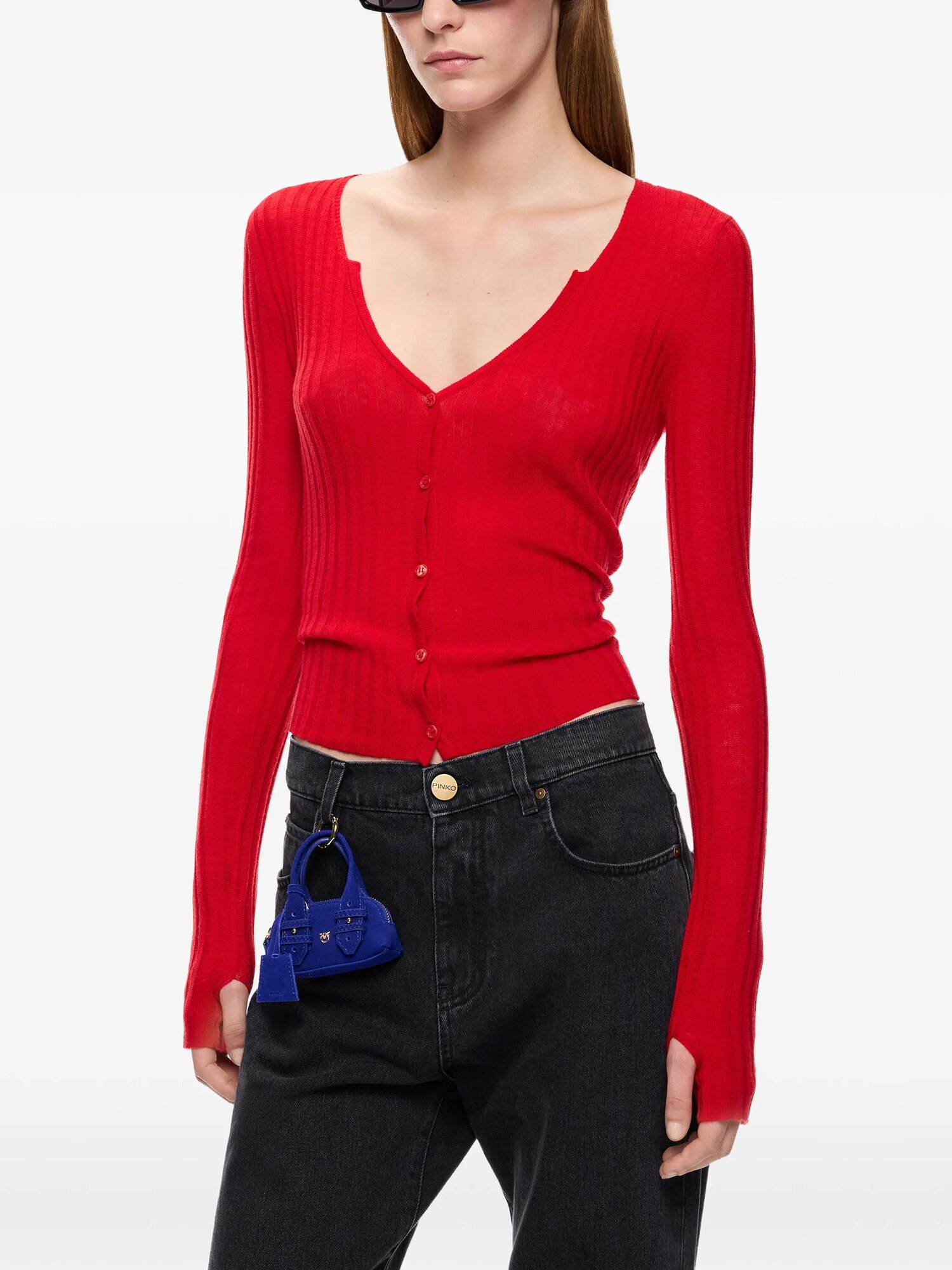 Кардиган Pinko Ribbed cardigan with buttons, размер 44 — фото 1