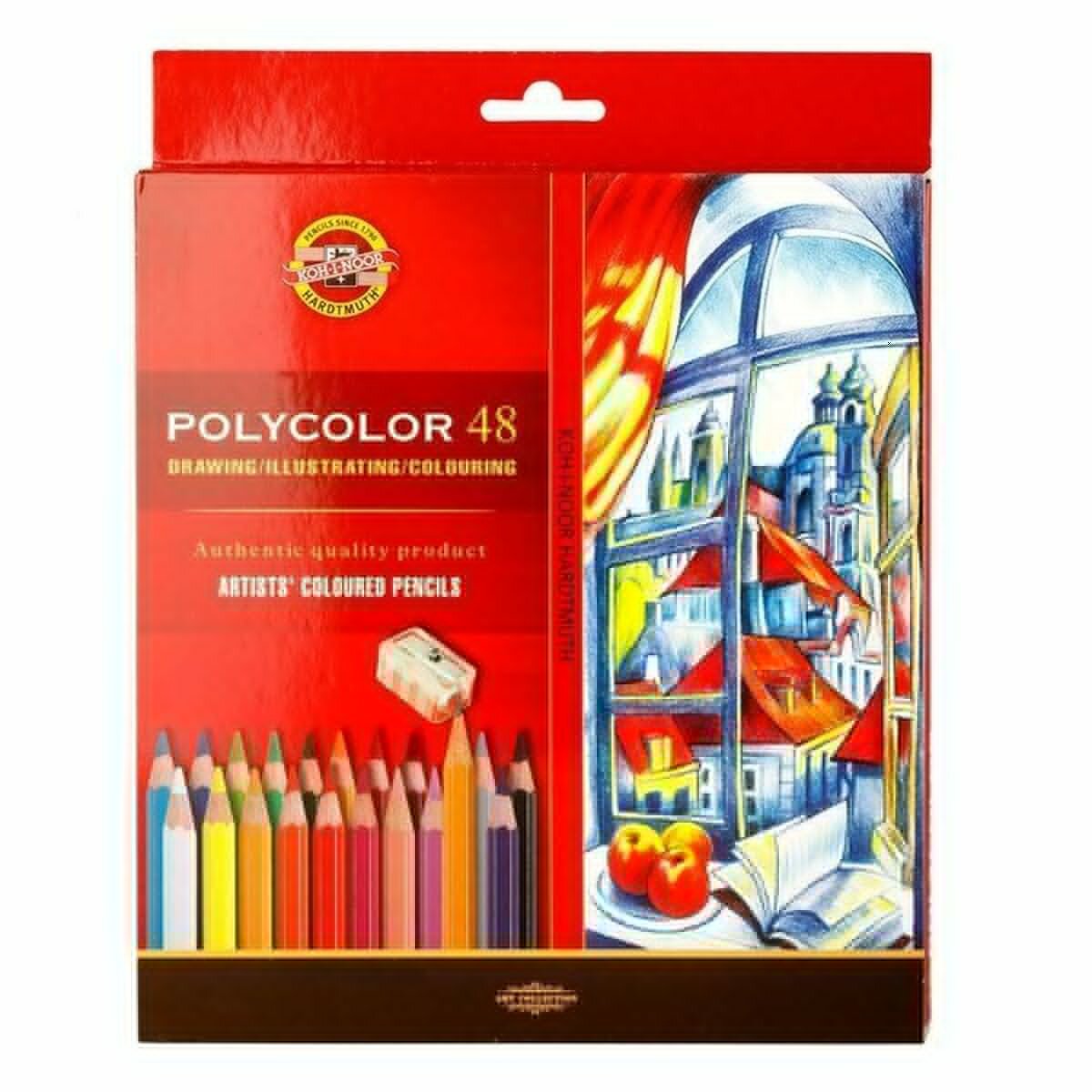Карандаши цветные художественные 48 цветов Koh-I-Noor Polycolor (L=175мм, d=3.8мм, 6гр, с точилкой) (3836048007KZ), 3 уп.