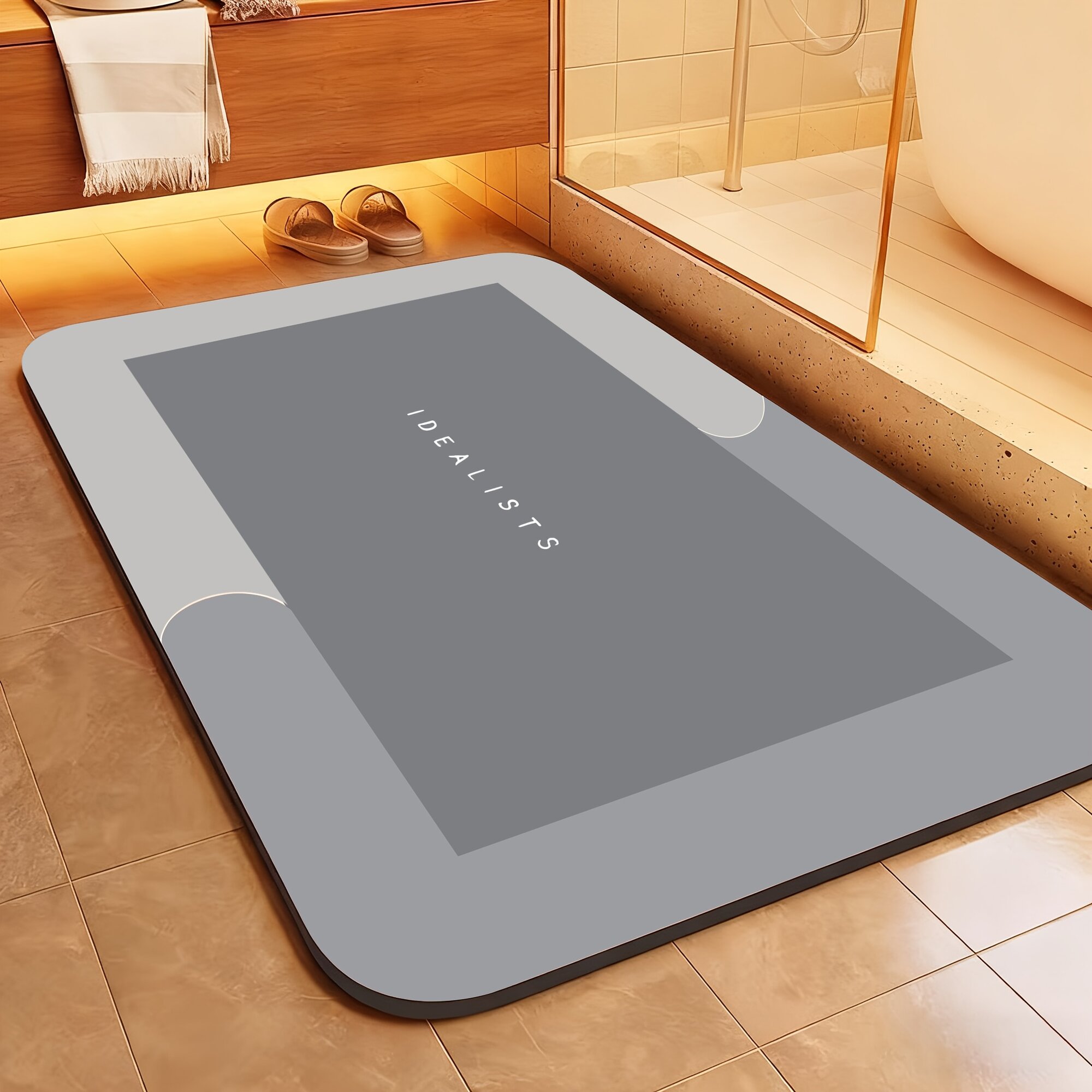 Коврик для ванной, супервпитывающий, быстросохнущий, нескользящий, из диатомита, мягкий, светлый цвет, 40x60 см