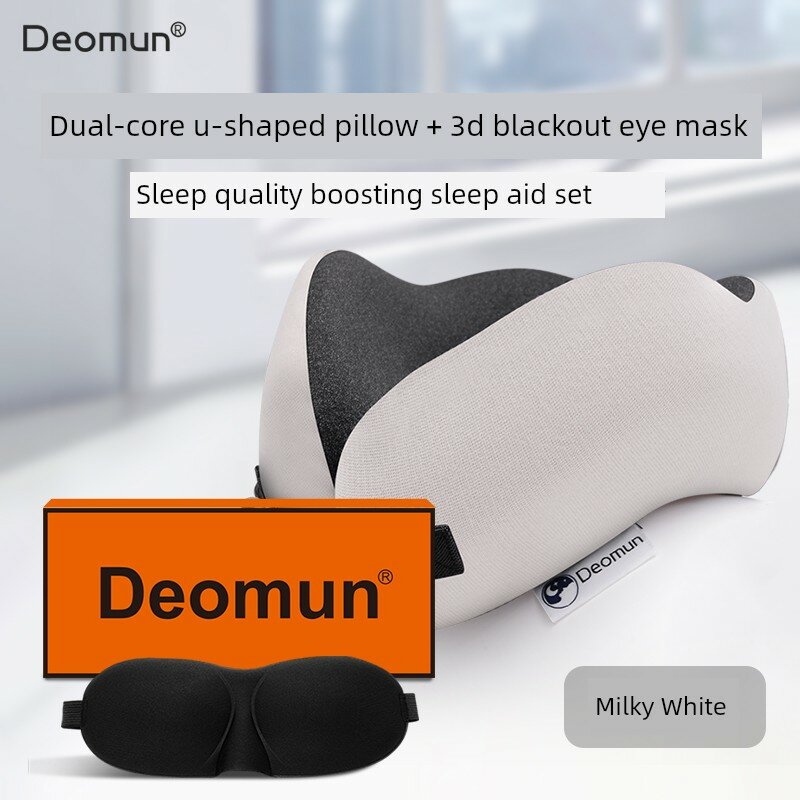 Deomun пена памяти U-образная подушка для шеи с 3D маской для глаз, портативная подушка для путешествий в самолете в