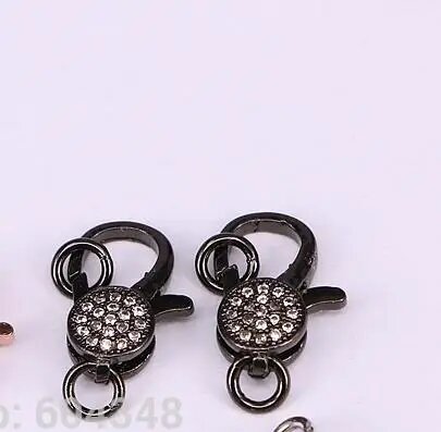 Застежки-лобстер Zyunz Jewelry, 10 шт, медь, микропаве CZ, 8*15 мм Черный, Metalblack Color