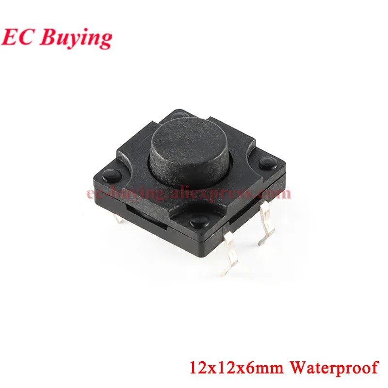 Мгновенный тактильный кнопочный переключатель EC Buying 12x12 Черный, 20pcs, 6MM Waterproof