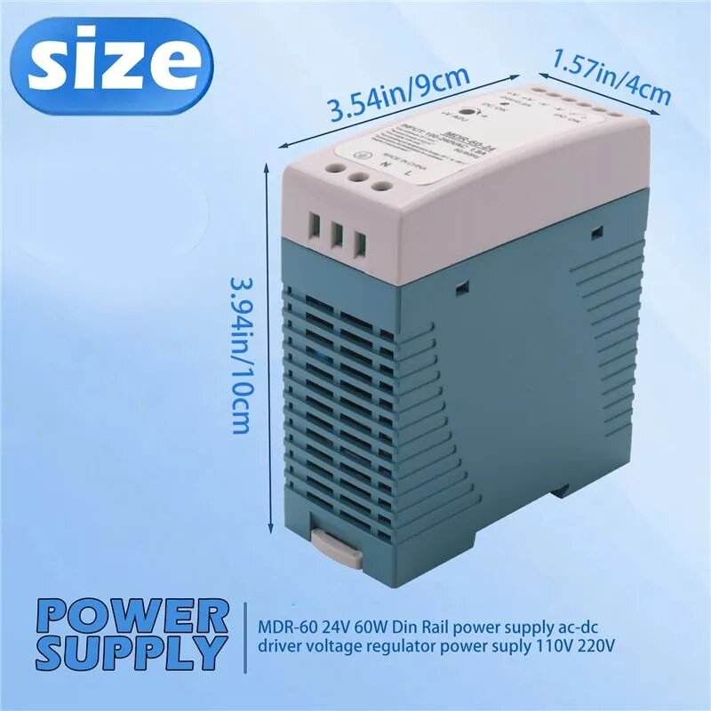 MDR-60 24 В 60 Вт Din Rail блок питания драйвер переменного тока-постоянного тока регулятор напряжения