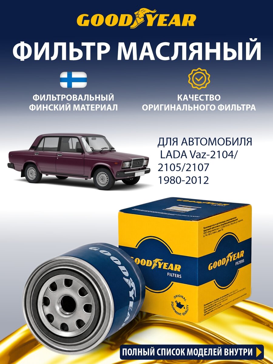 Фильтр масляный автомобильный ВАЗ 2107 (2104, 2105) Жигули карбюратор 1980-2012