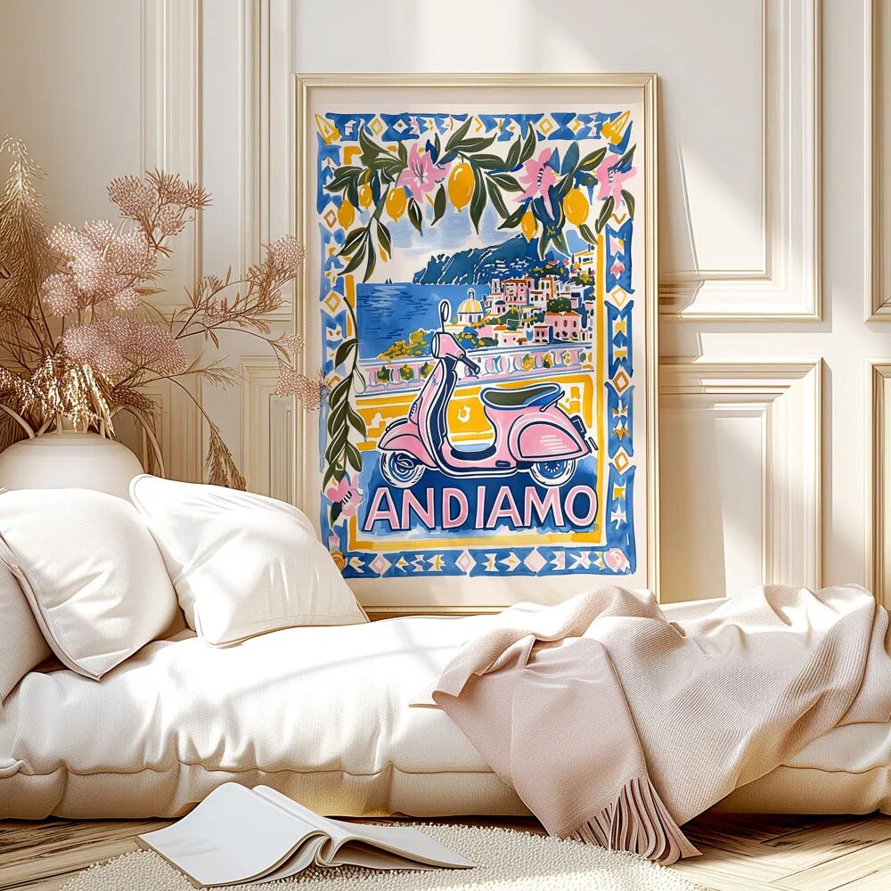 Печать на холсте La Dolce Vita Amalfi Coast Artsailing Style BC1920, A4 21x30cm(No Frame)