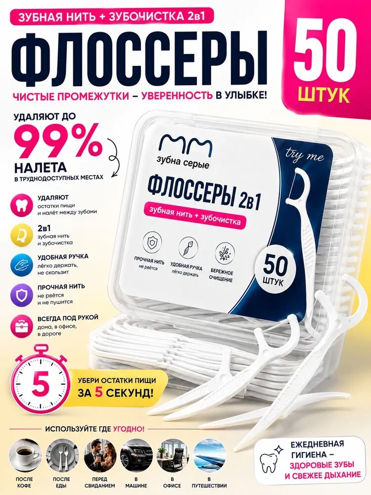 Зубная нить с зубочисткой. Флоссеры. Зубочистки с нитью.