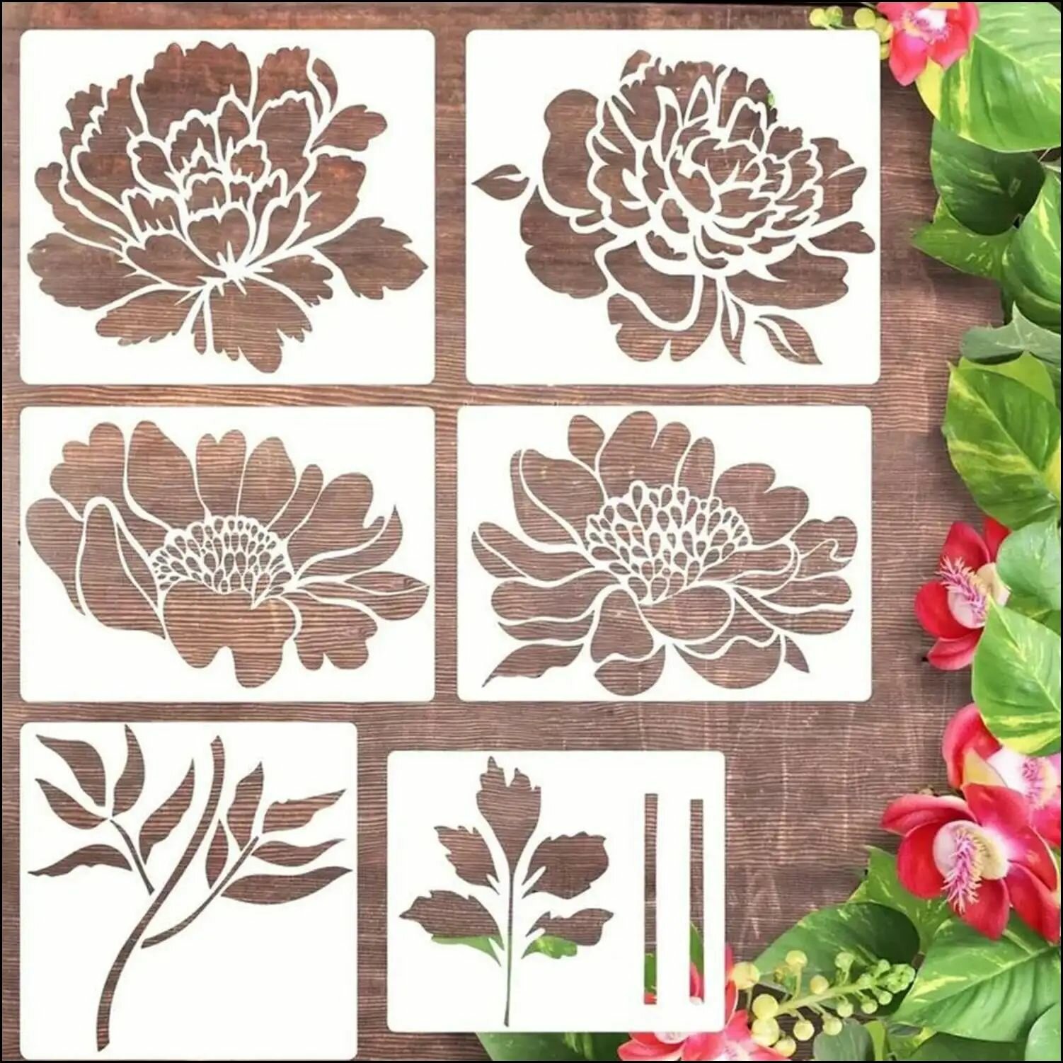 6/8 шт многоразовый цветочный трафарет DIY украшение для рисования на бумаге с рисунком деревянных стен