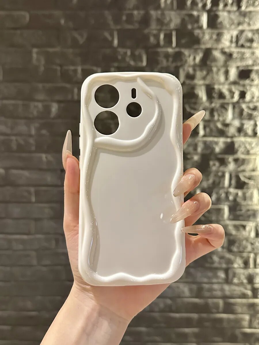 Чехол на Xiaomi Redmi Note 14 4G с защитой камеры, защита камеры, белый цвет